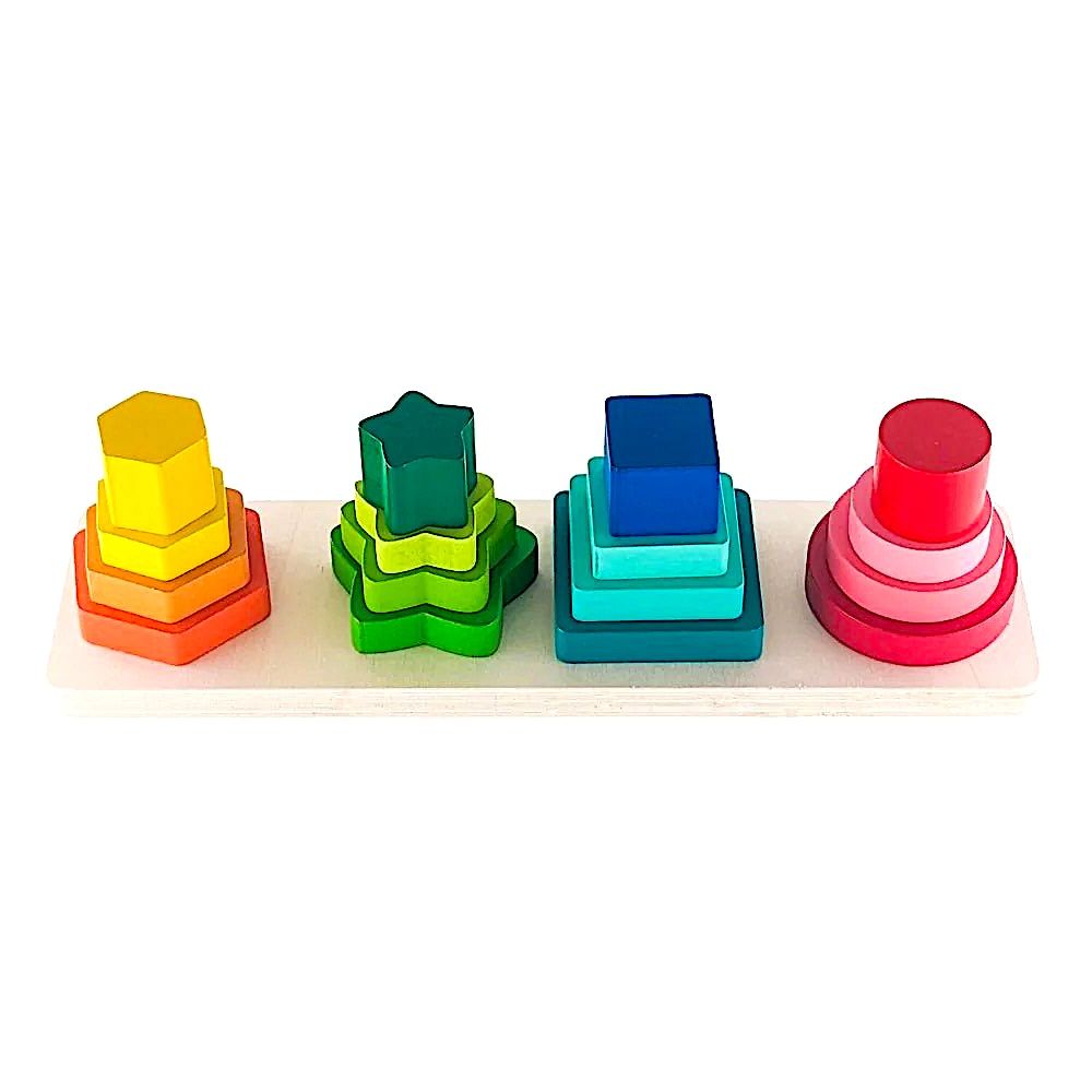 Geometric Wooden Building Blocks Shape, Four Column Puzzle Stacking Set ... Geometric Wooden Building Blocks Shape, Four Column Puzzle Stacking Set ...