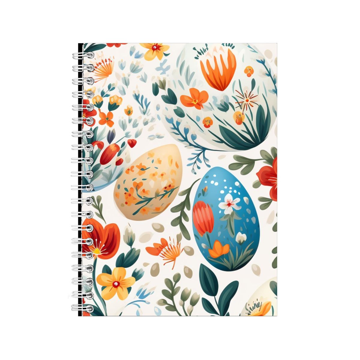 White A5 Notebook Spiral and Lined with Easter Graphic Notepad Present ...