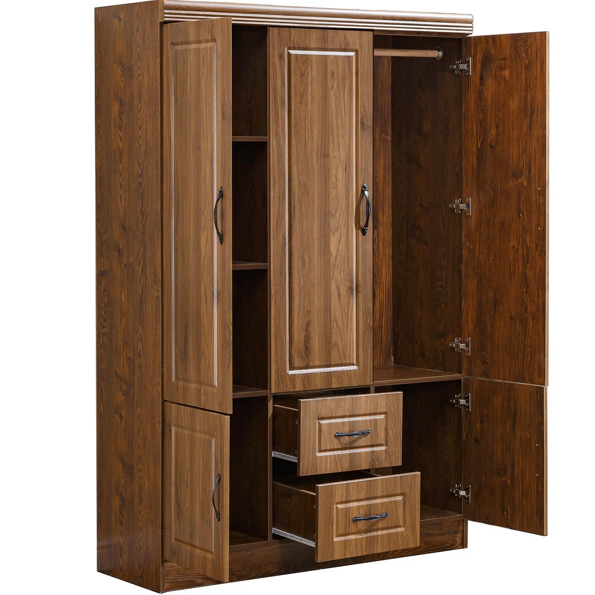 Wardrobe 3 Door Closet Armoire Storage Cabinet Clothes Organizer Rack ...