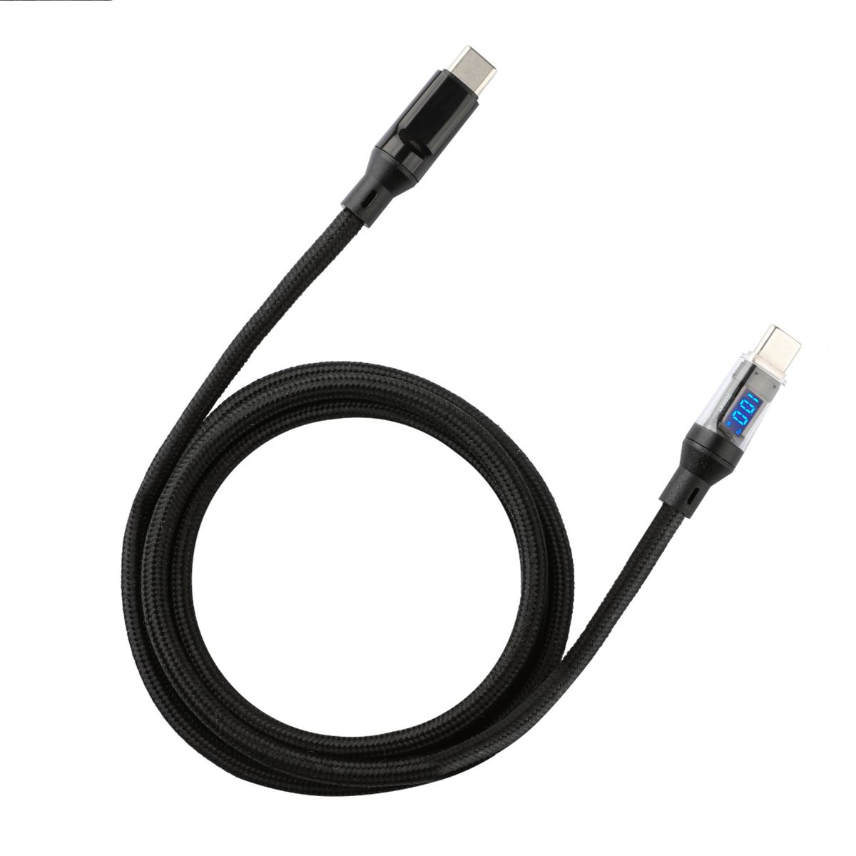 100W USB C Cable Fast Charging Type C Cable Nylon Braided with LED ...