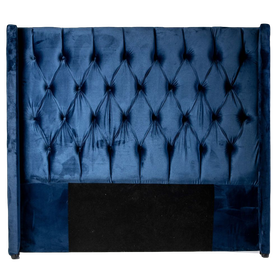 Lifestyle Modern Deep-Button Headboard w/ Winged Edges - Velvet - Navy ...