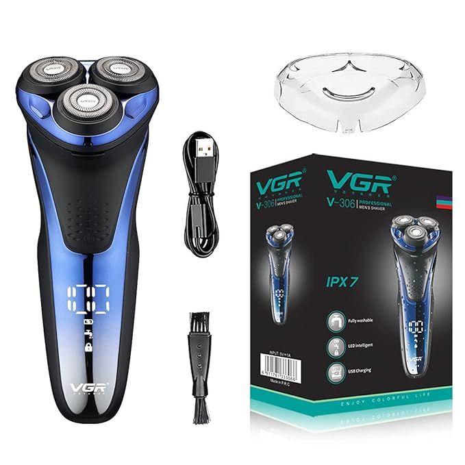 VGR V-306 Premium Cordless Rechargeable Electric Shaver IPX7 3 Head | Shop Today. Get it ...