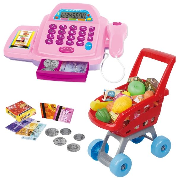 Cash Register & Shopping Cart Toy Set - Educational Toys for Toddlers ...