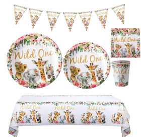 Wild One Boho Birthday Party Table setting DIY Decoration Set - Pink ...