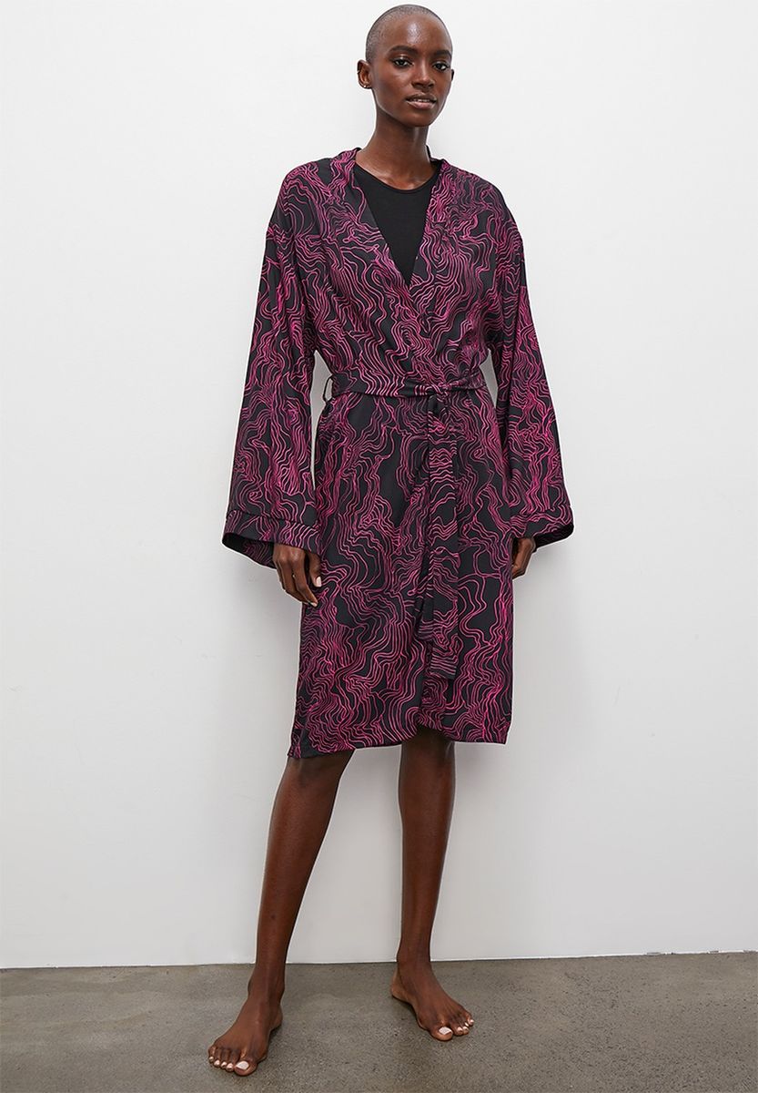 Long Sleeve Robe - Black Based Scribble | Shop Today. Get it Tomorrow ...