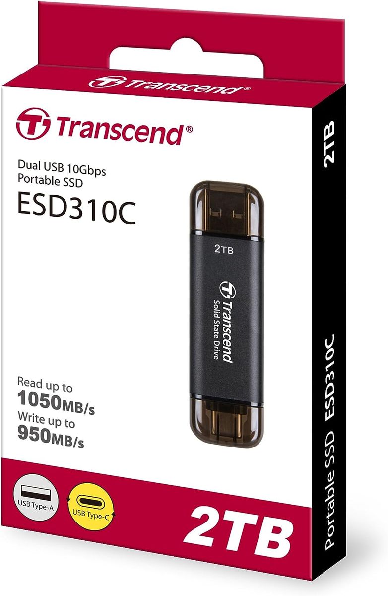 Transcend 2tb Usb 3.2 Type C and a Otg Compact Portable SSD | Shop ...