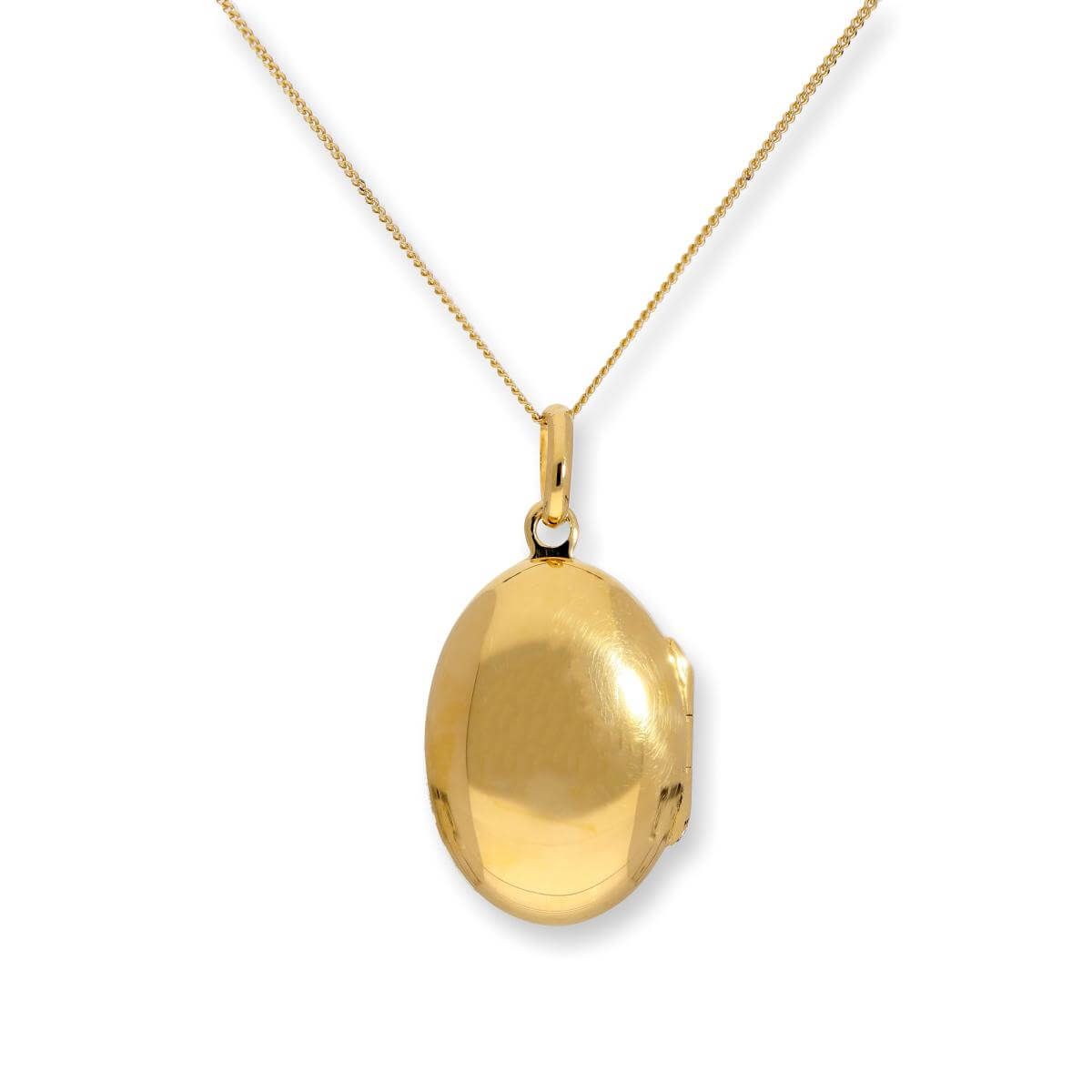 Gold Plated Sterling Silver Engravable Oval Locket on Chain | Shop ...