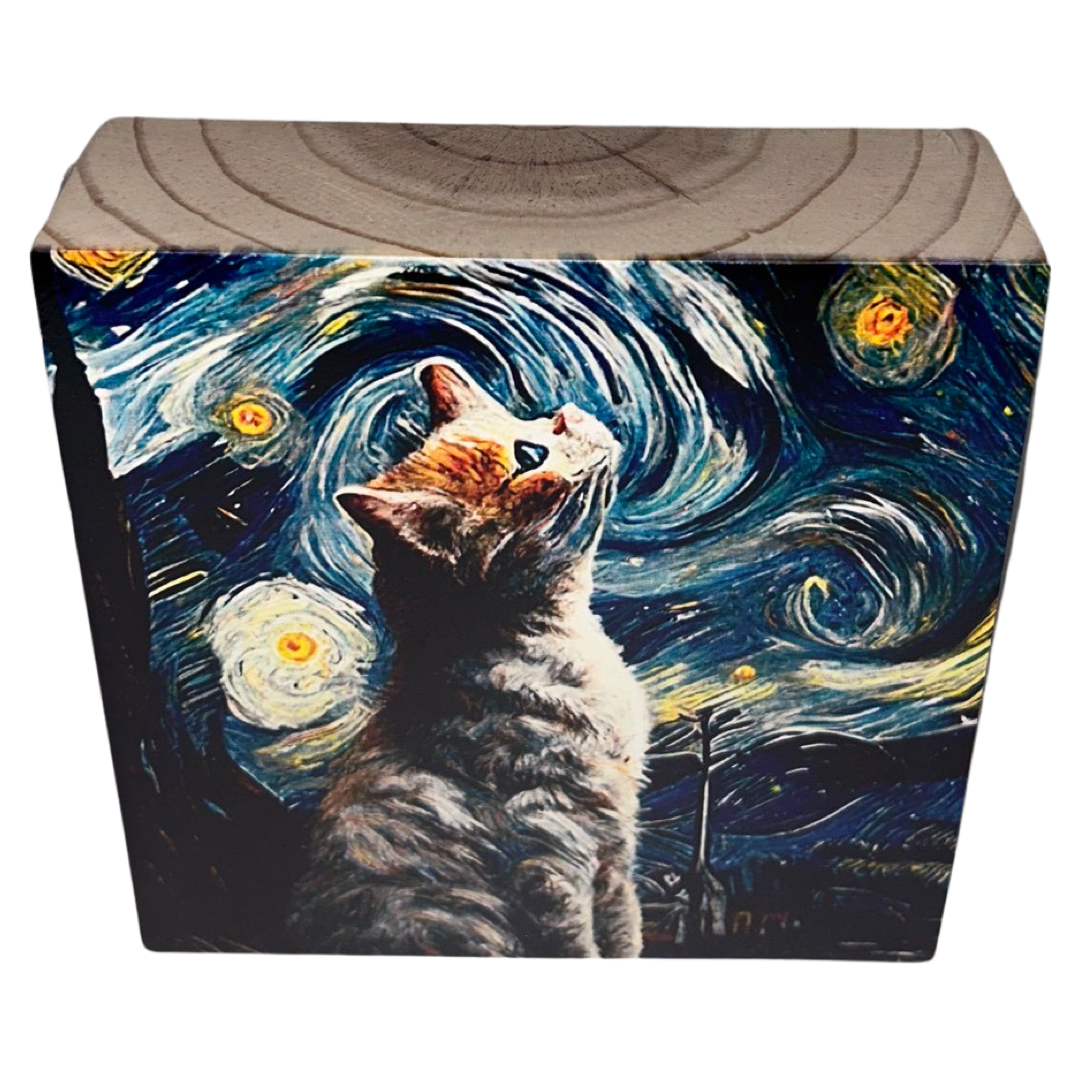 Life's a Gift - Bulky Quote Block - Cat Staring into the Night Sky ...