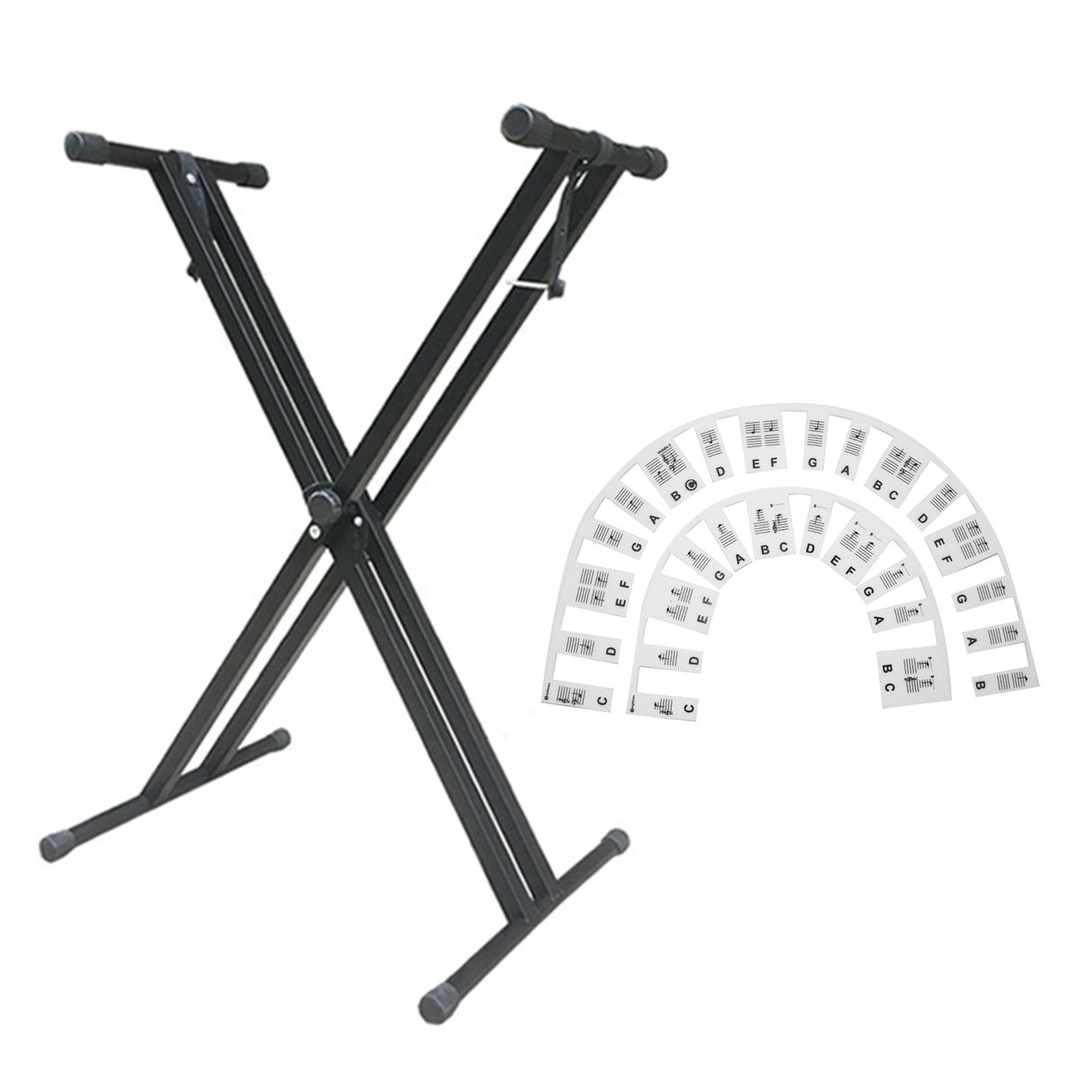 Adjustable Double Braced X-Style Keyboard Stand with Piano Note ...