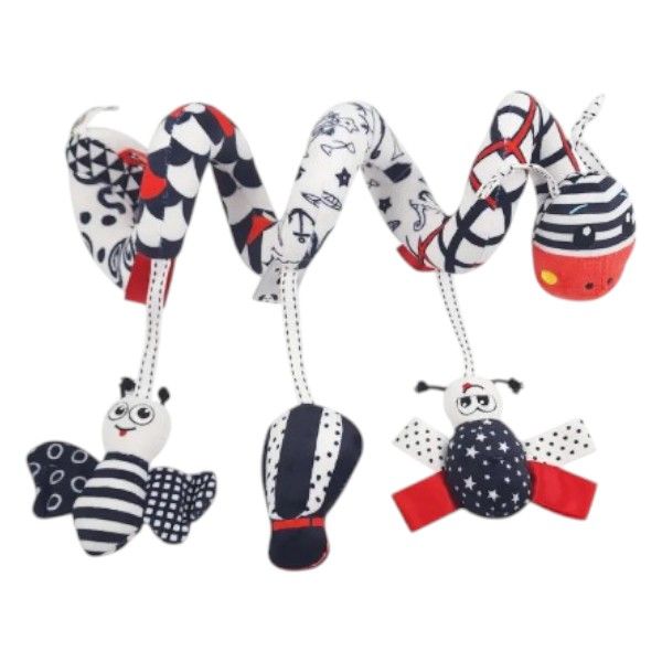 Animal Pram and Cot Wrap Sensory Toy for Babies with 3 Hanging Toys ...