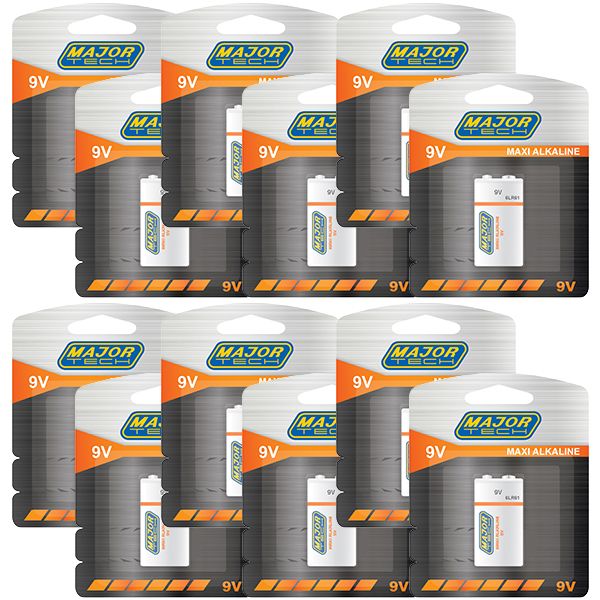 Major Tech 9V Alkaline Batteries, Box of 12 Packs (6LR61-BP1) | Shop ...