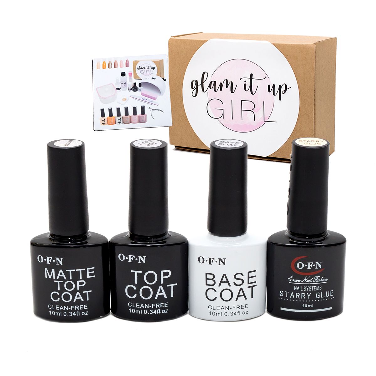 Glam It Up Girl/UV LED Gel Nail Polish Top, Base, Matt Coat & Starry ...