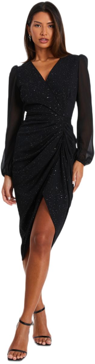 Quiz - Women Black Glitter Midi Dress | Shop Today. Get it Tomorrow ...