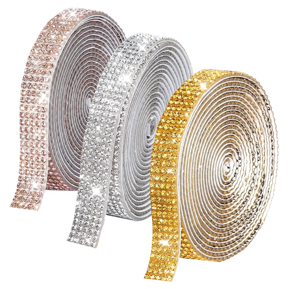 Craft Self Adhesive Arts Crystal Rhinestone Roll Set of 3 (90cm)5 Row ...