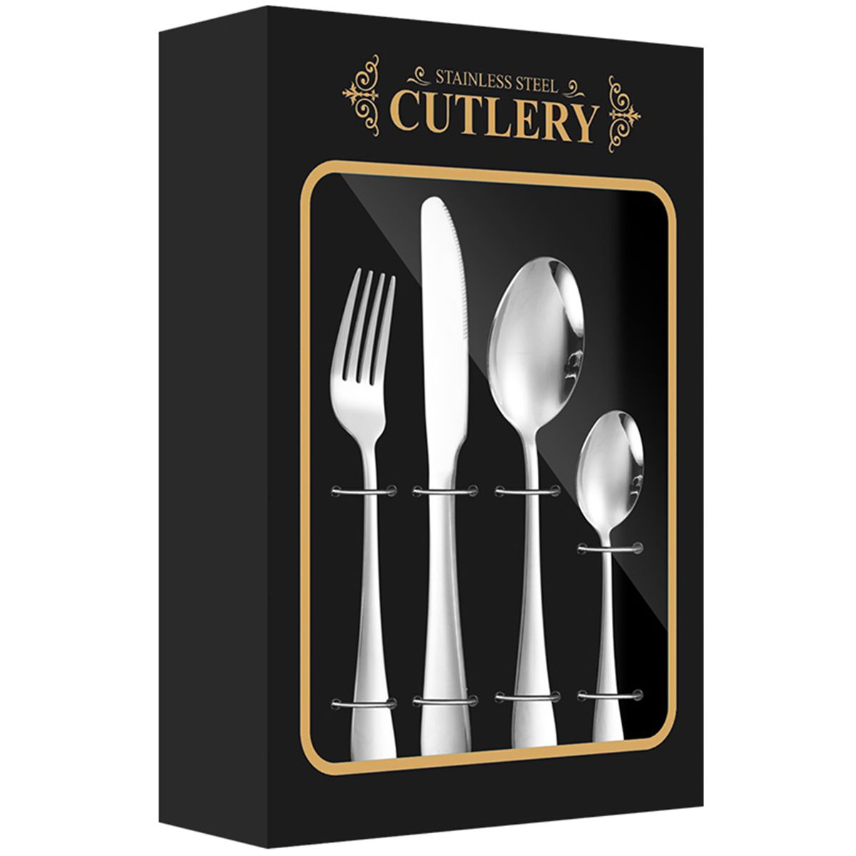 24 Piece Cutlery Set Stainless Steel Knife Fork Spoon with Gift Box ...