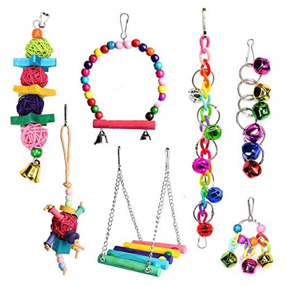 7 Piece Parrot Bird Colourful Fun Interactive Play Toy Set | Shop Today ...