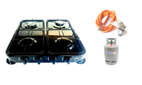 Black 4 Plate Gas Stove with Fittings Including gas cylinder | Shop ...