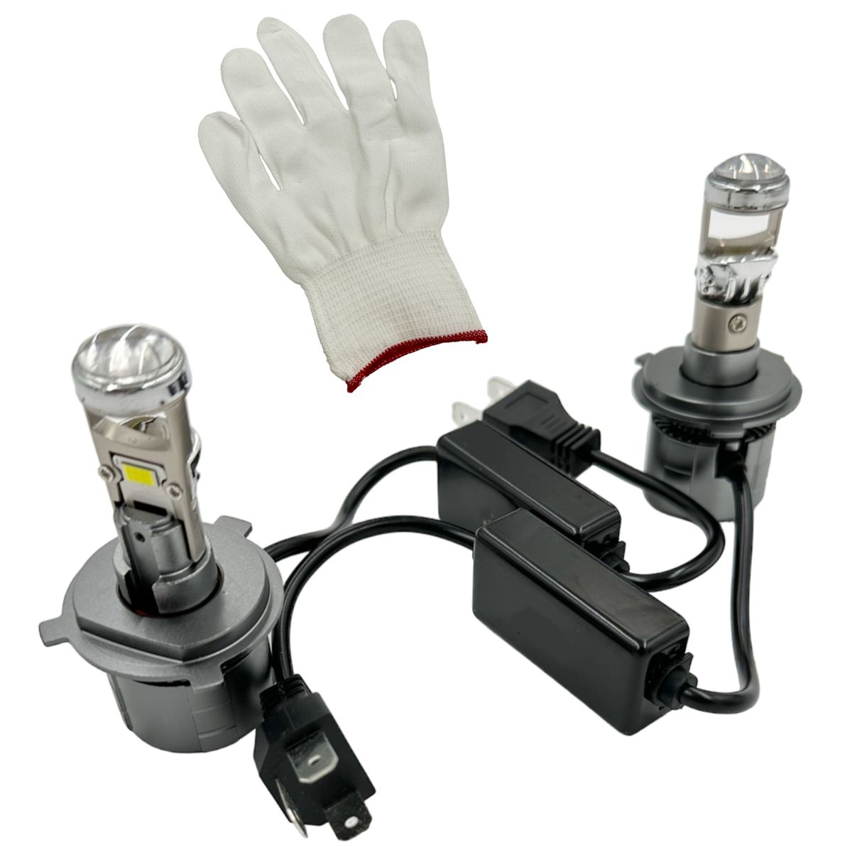 H4 3 Pin 6000LM Bright LED 35W Fish Eye Headlights With Built-in Fan ...