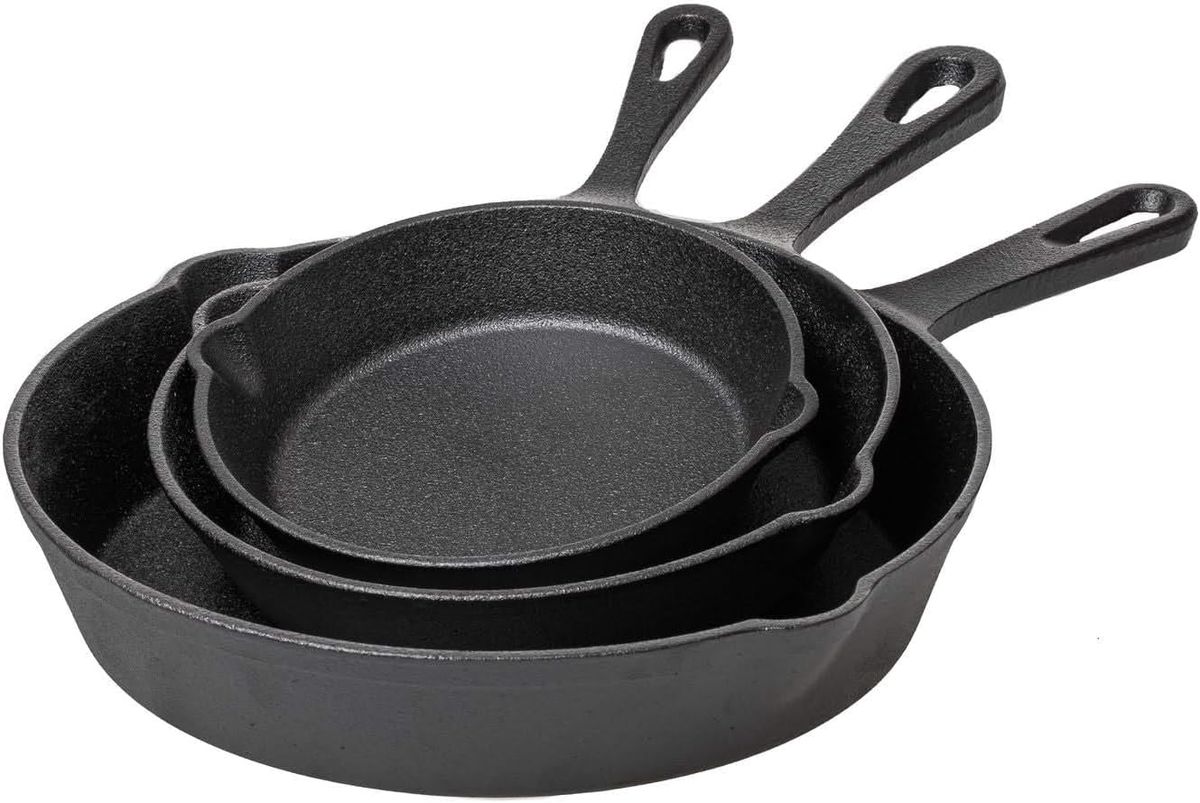 Blackwell Cast Iron Pan Set - 3-Piece Cookware, Heavy-Duty Frying Pans ...