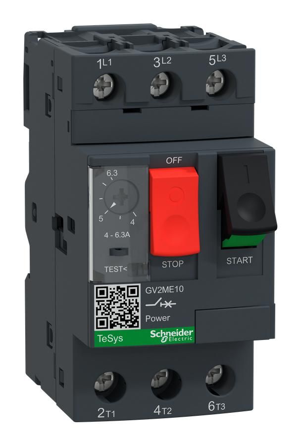 Schneider Electric (GV2ME10) Thermal Magnetic Circuit Breaker, 6.3A, 3 ...