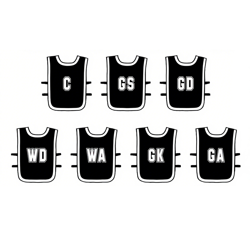 Netball Bibs 7 Pack With Positions Markings Aldult Sizes for Teams ...