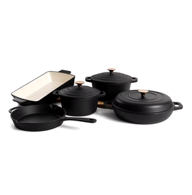 Enamelled Cast Iron 8-Piece Cookware Set - Matt Black | Shop Today. Get ...