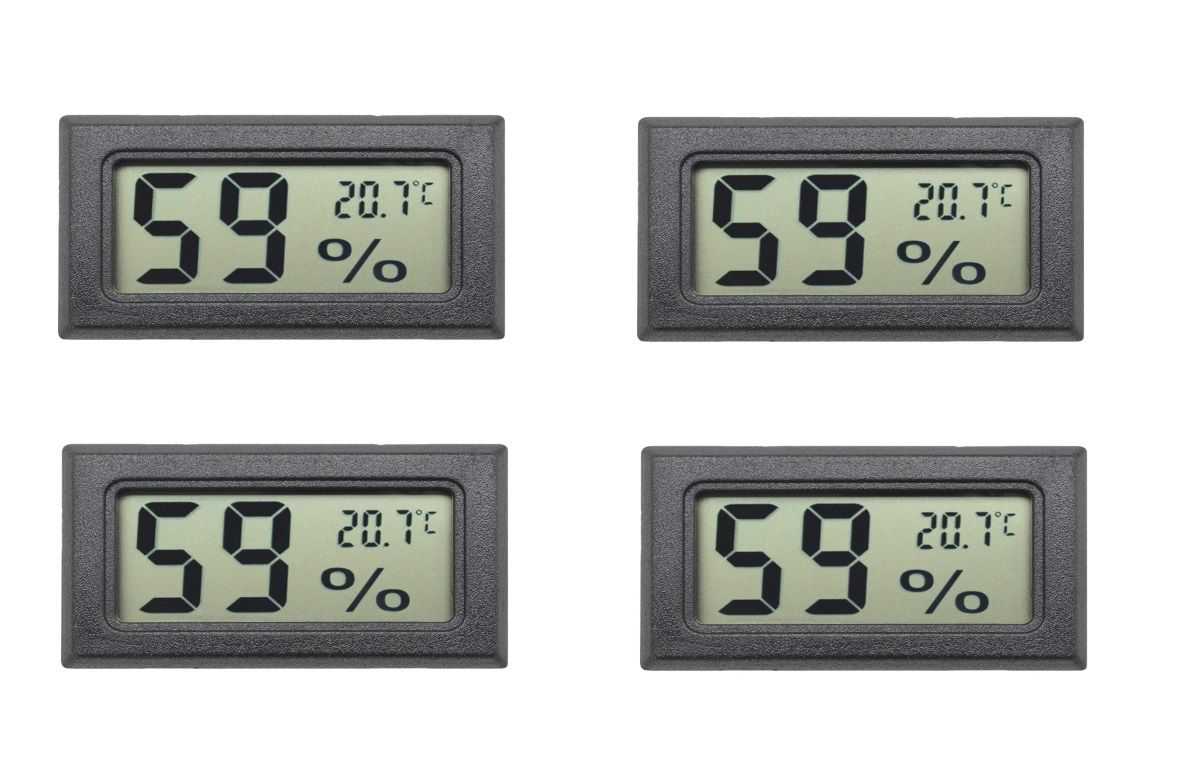 Set of 4 Mini Digital Temperature And Humidity Meters With LCD Display ...