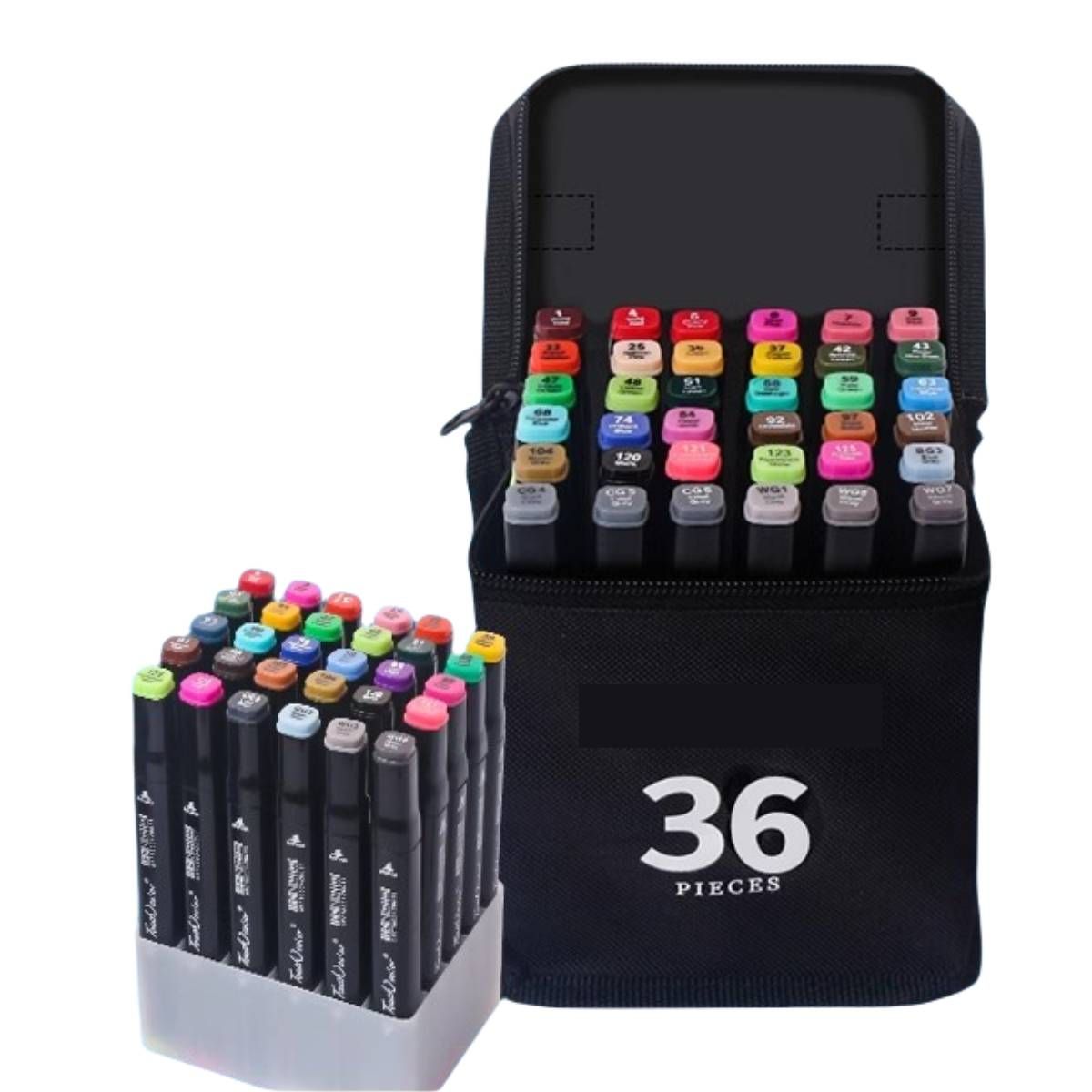 36 Colors Dual Tip Art Markers for Kids & Adult Coloring with Carry ...