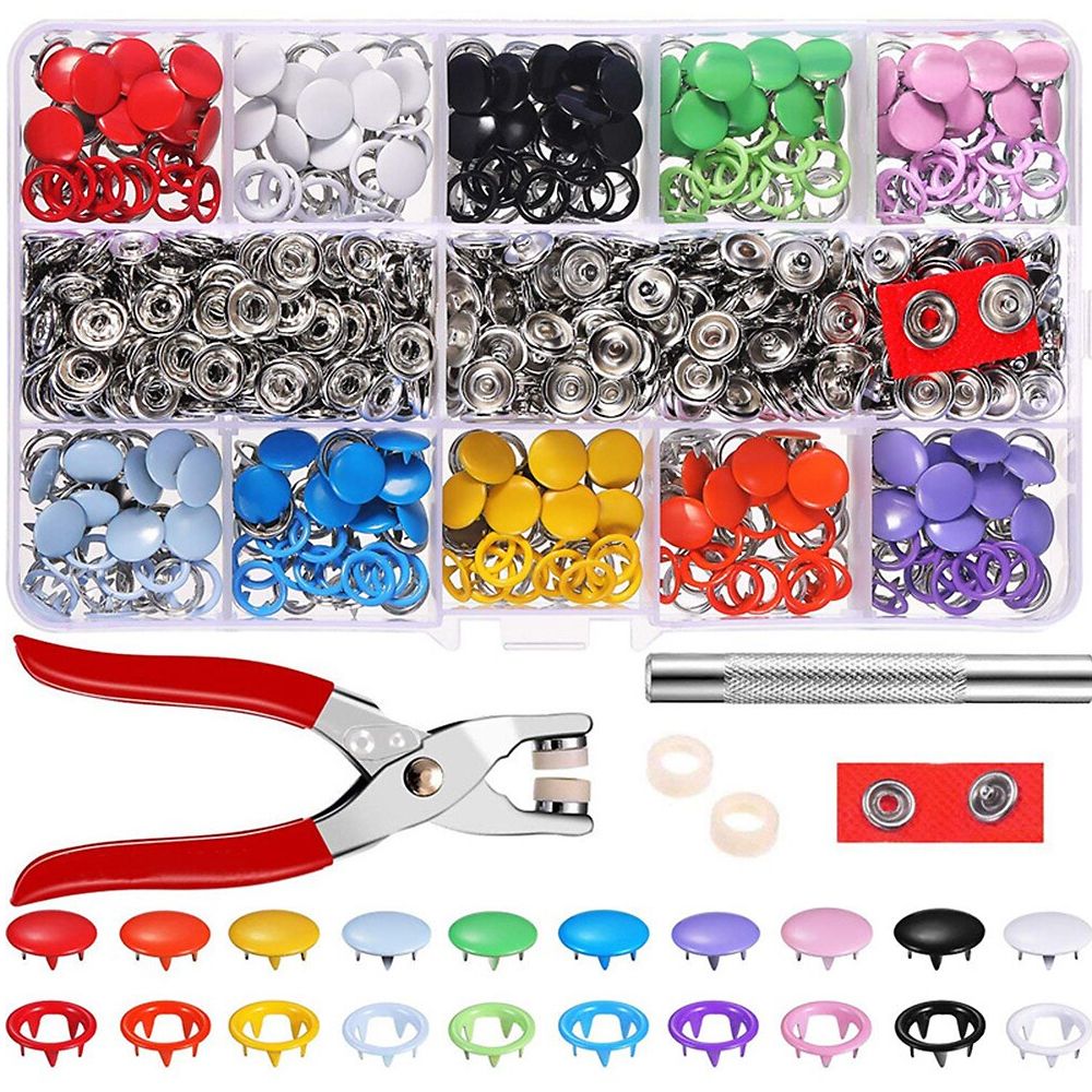 Craft Colourful Metal Button Ring Press Snap Fasteners Kit Jumbo Pack ...