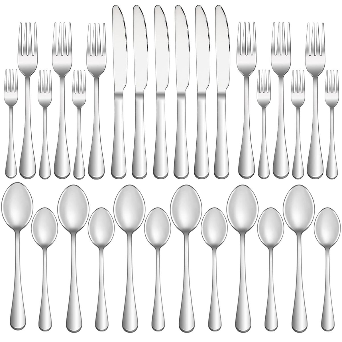 30 Piece Cutlery Set with Knife Fork Spoon Stainless Steel Flatware ...