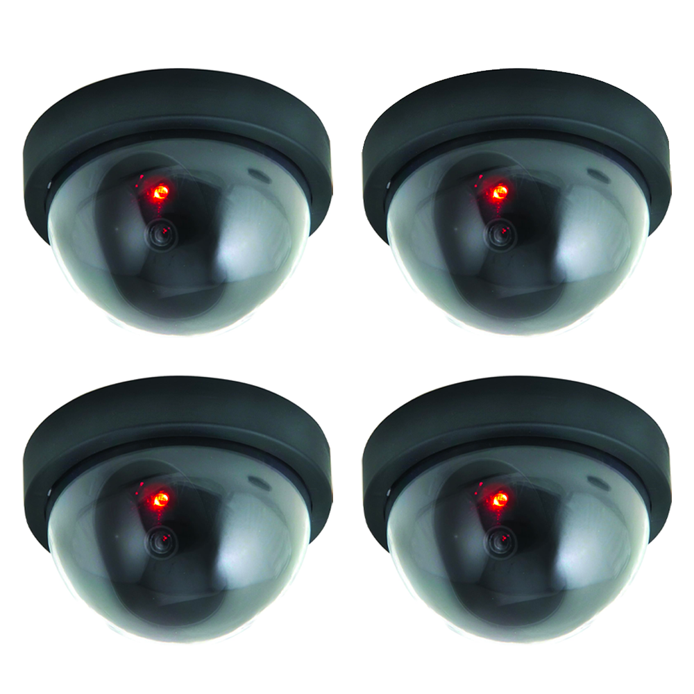 Fake Dummy Dome Security Camera with Flashing Red Light (Pack of 4 ...