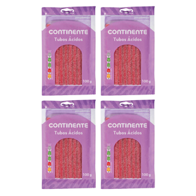 Continente Infantil Gomas Ácidas Tubos 100g - Sour Gummy Candy Tubes x ...