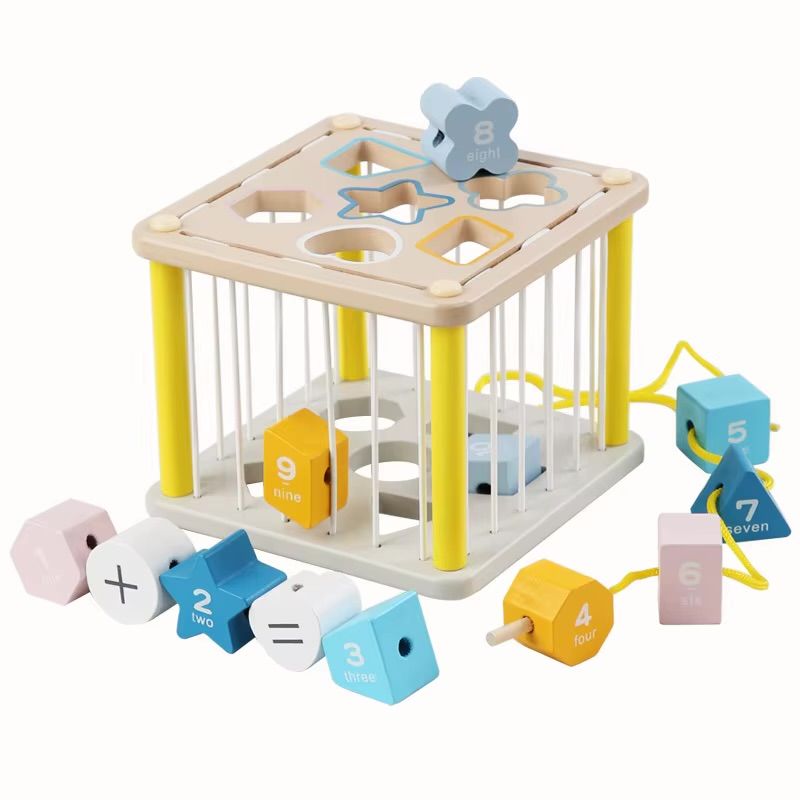 Wooden Puzzle Sorting Cube - Montessori Shape & Colour Learning Toy ...