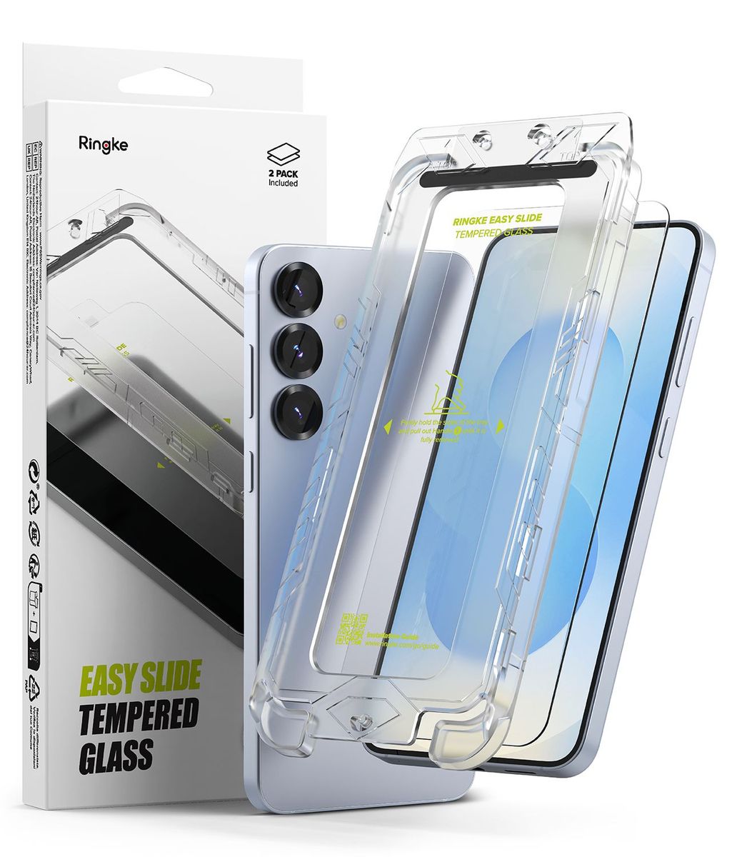 Easy Slide Premium Tempered Glass 2Pk compatible with Galaxy S25 / S24 ...