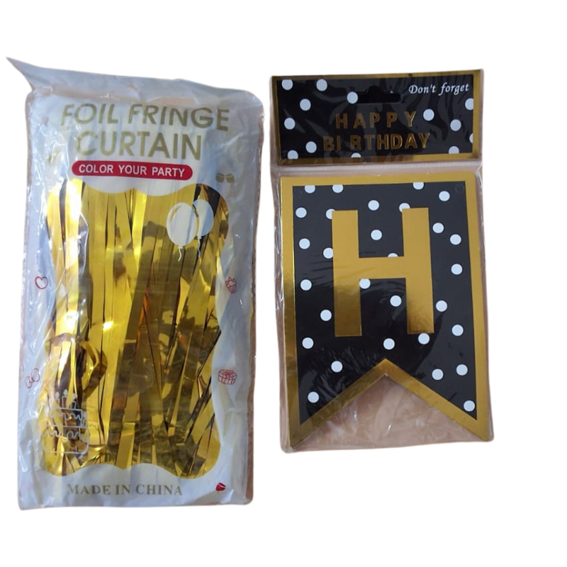 Party Set - Happy Birthday Banner and Foil Fringe Curtain | Shop Today ...