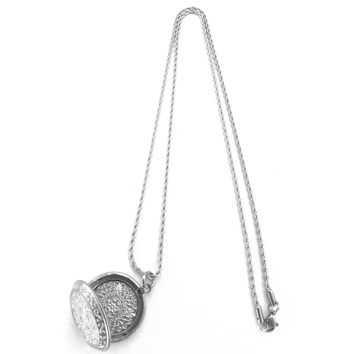 Stainless Steel Round Locket with 70cm Rope Chain | Shop Today. Get it ...