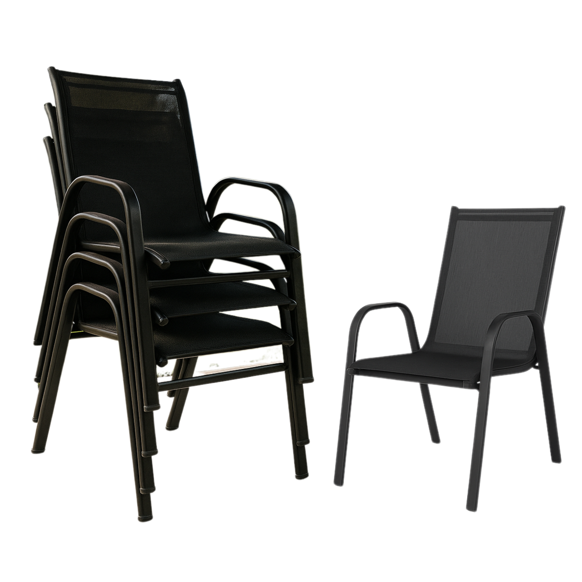 Anchor 4 Stackable Textilene Garden Patio Balcony Outdoor Dining Chairs ...