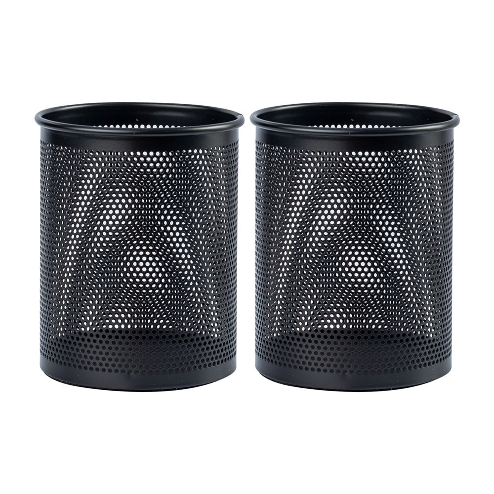 Blue Angel Modern Round Wire Mesh Metal Pen Holder - Set Of 2 - Black ...