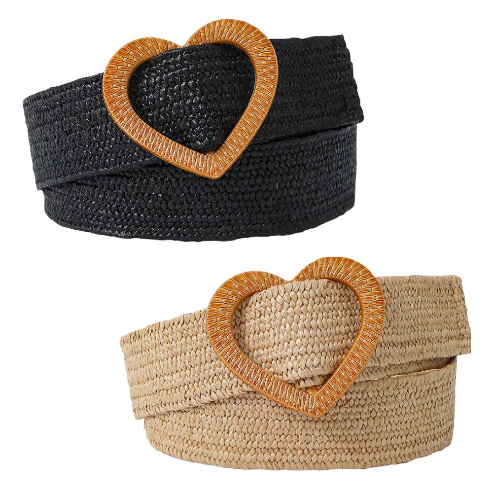 Fashion Adjustable Elastic Woven Braided Boho Belt Heart Set of 2 (98cm ...
