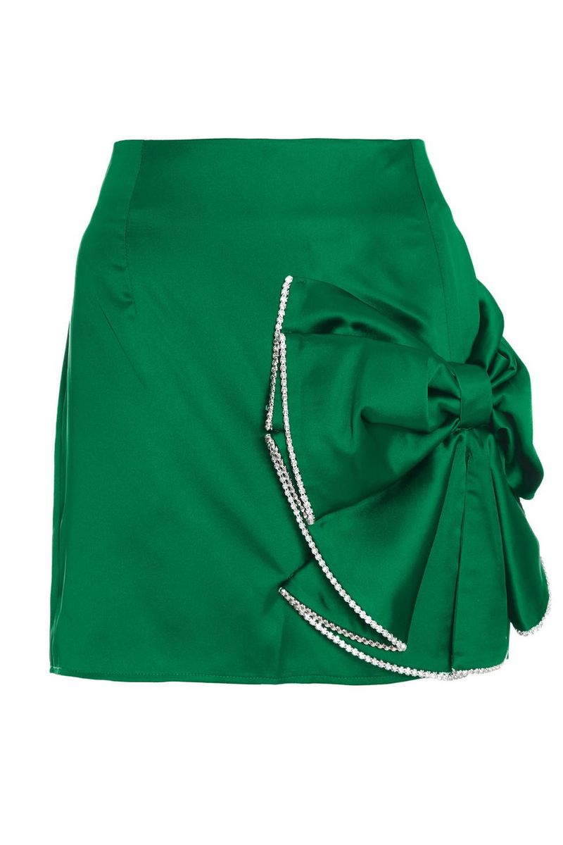 Quiz Ladies - Green Satin Bow Mini Skirt | Shop Today. Get it Tomorrow ...