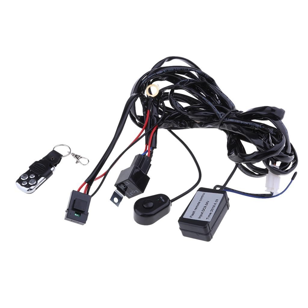 12V Car Wiring Harness Kit With Remote Control Transmitter LED Light ...