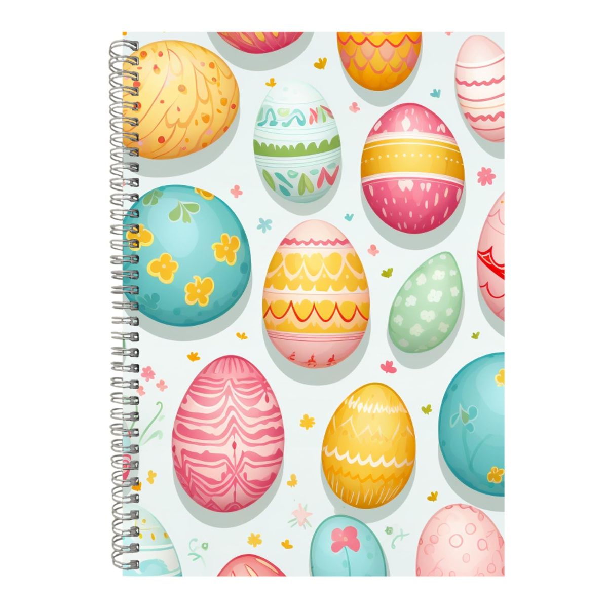 Flower Pattern A4 Notebook Spiral Lined Easter Graphic Notepad Present ...