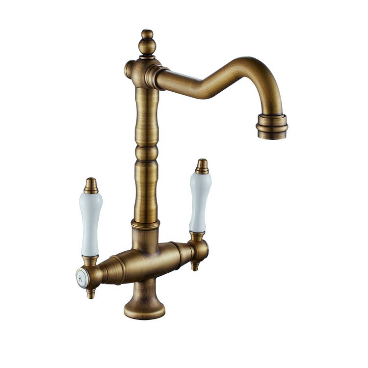 Trendy Taps Premium Quality Brass Large Spout, Dual-Lever Swivel Mixer ...