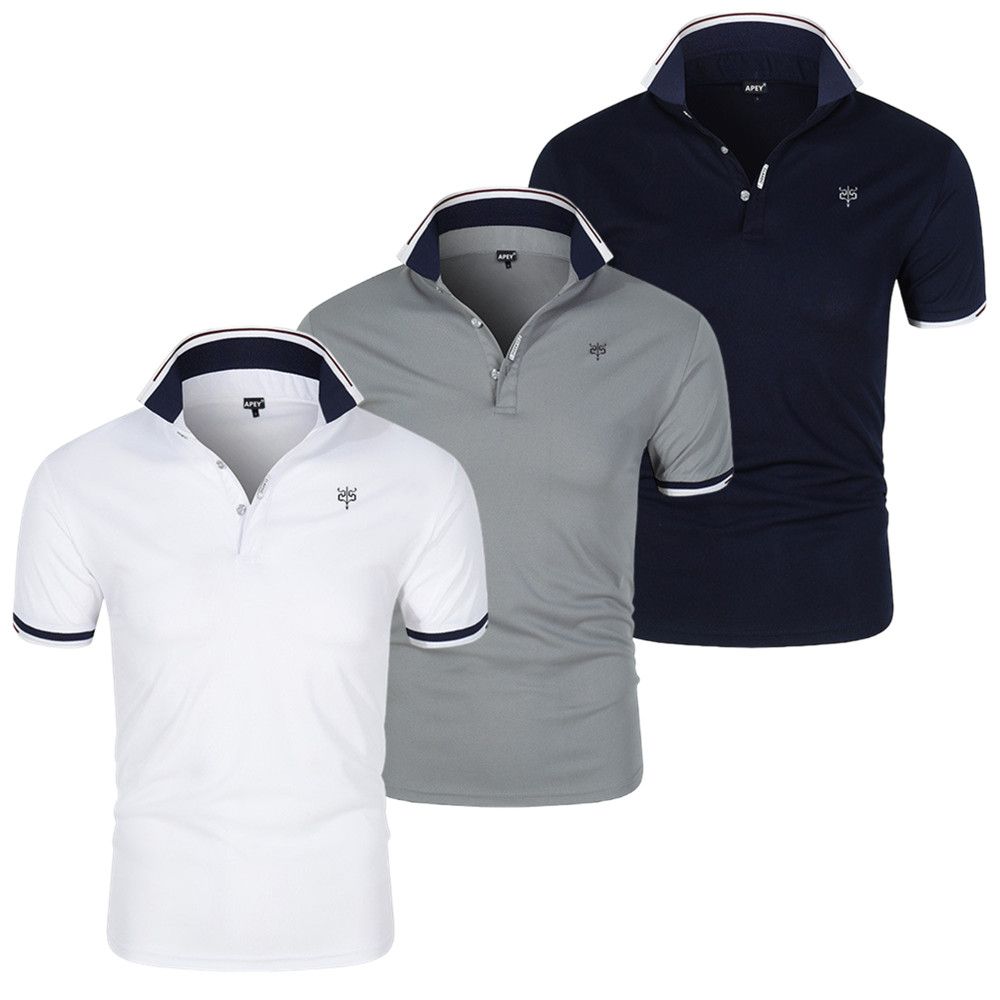 3 x Plain Golf Shirts For Men & Women - APEY Polo Shirts T Shirts For ...