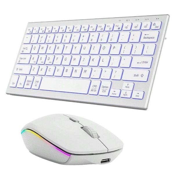 Ultra Slim Wireless Keyboard Mouse Combo With Backlit Colours White Shop Today Get It