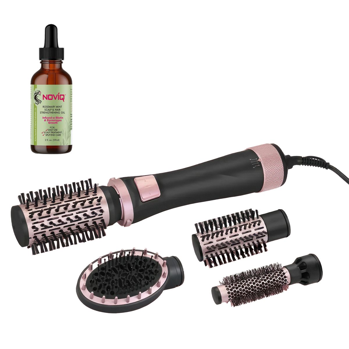 Enzo 4-In-1 Rotating Negative Ionic Detachable Brush Head + Noviq Hair ...