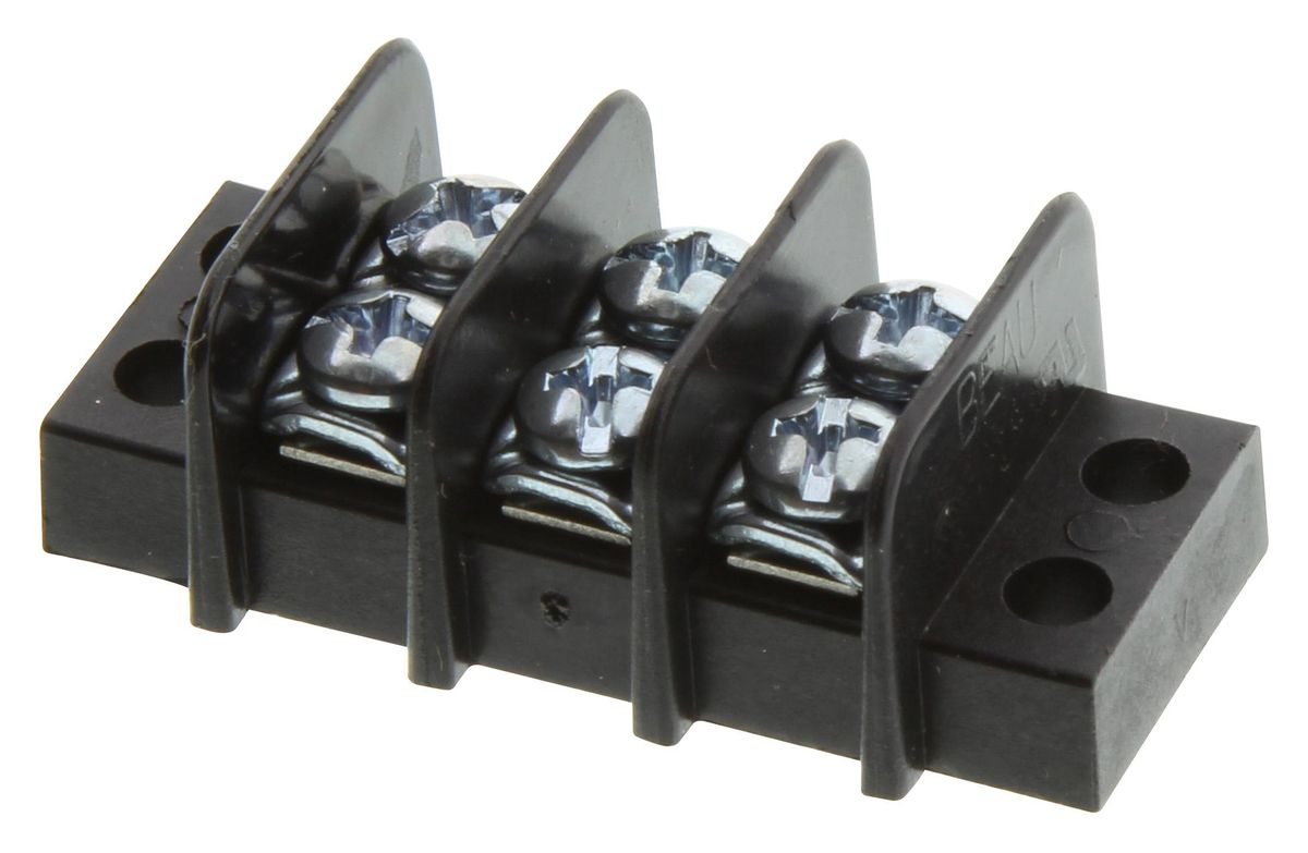 Molex (38760-0303) Panel Mount Barrier Terminal Block, 2 Row, 3 Ways ...