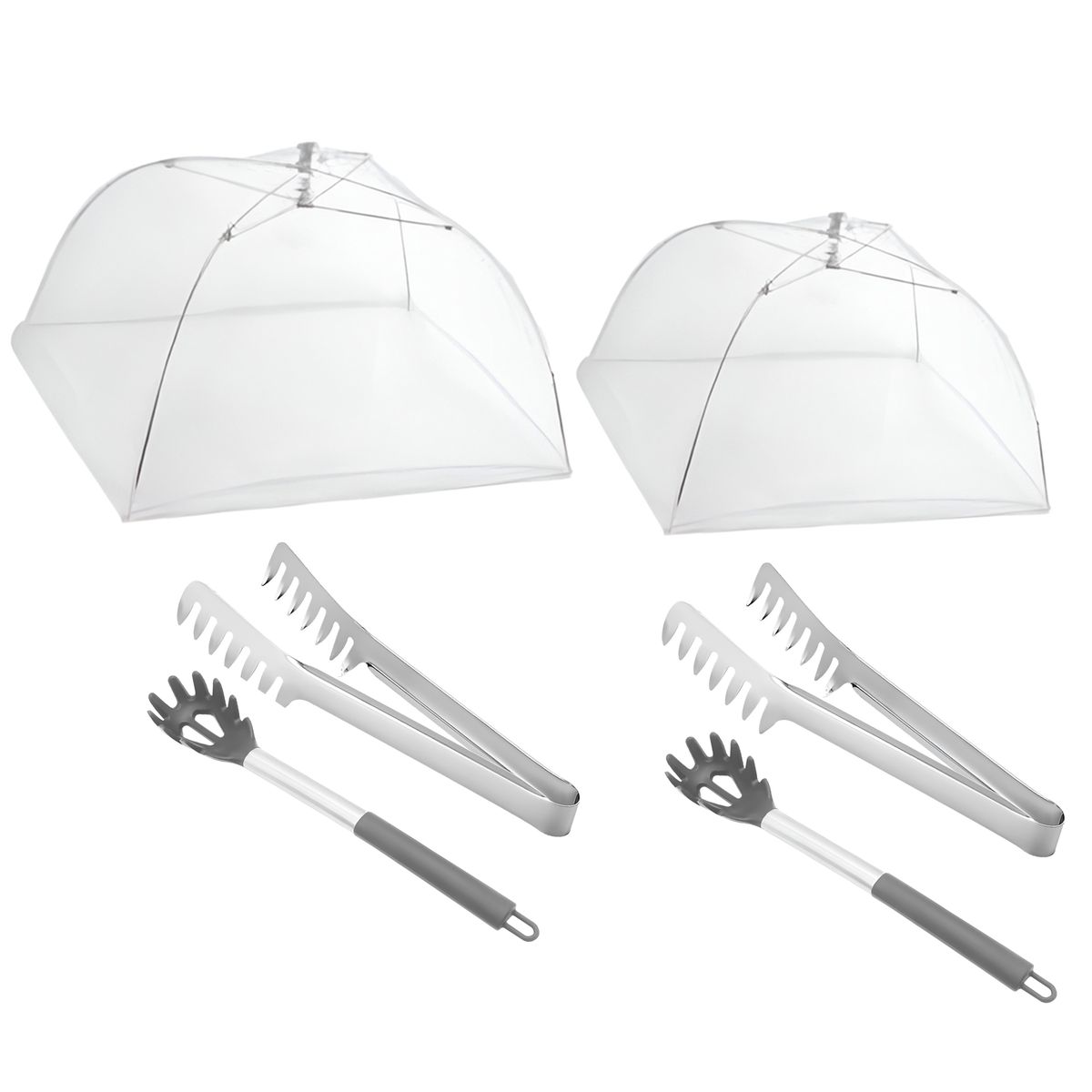 Kitchen Outdoor Mesh Food Covers with 2 Pasta Tongs and 2 Serving ...