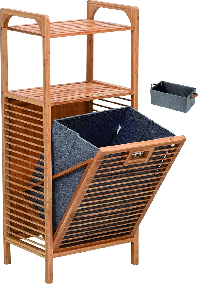 Wooden Multifunctional Storage Basket, Foldable Rack Organizer with ...
