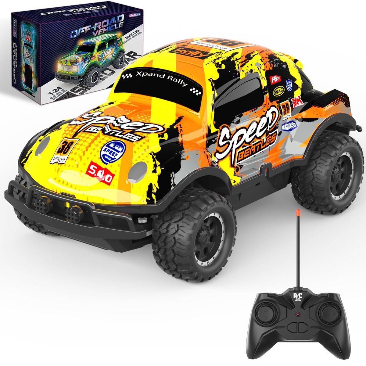 Off-Road Remote Control Car Light Up RC Car Toys Rechargeable Toy Car ...